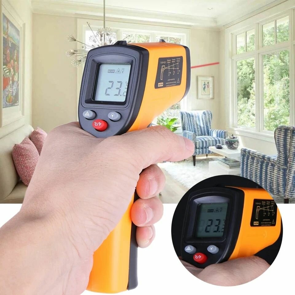 Бесконтактный цифровой лазерный инфракрасный термометр gs320-50 360c (-58 680f) температурный пирометр ИК-лазерная точка