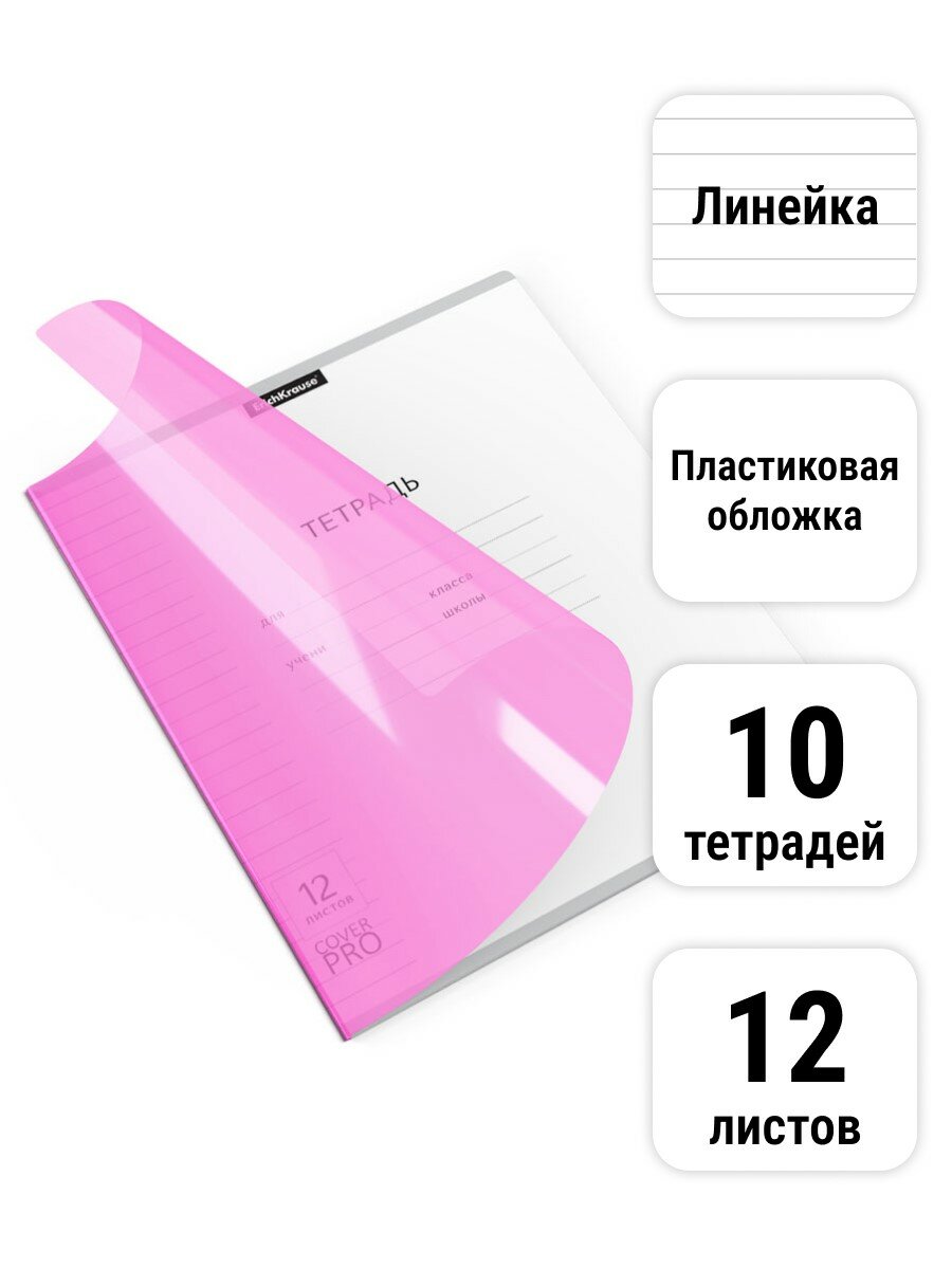 Тетрадь школьная ученическая Классика CoverPrо Neon, 12 листов Линейка