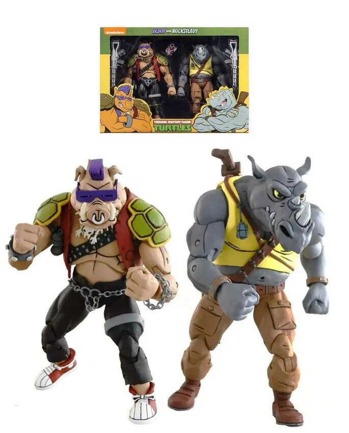 Набор фигурок Черепашки Ниндзя Бибоп и Рокстеди / Bebop and Rocksteady 2шт (16см)