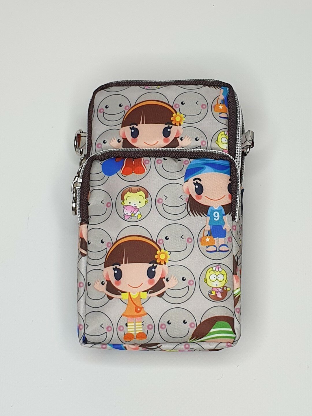 Сумка для мобильного телефона и мелочей, девочки серая