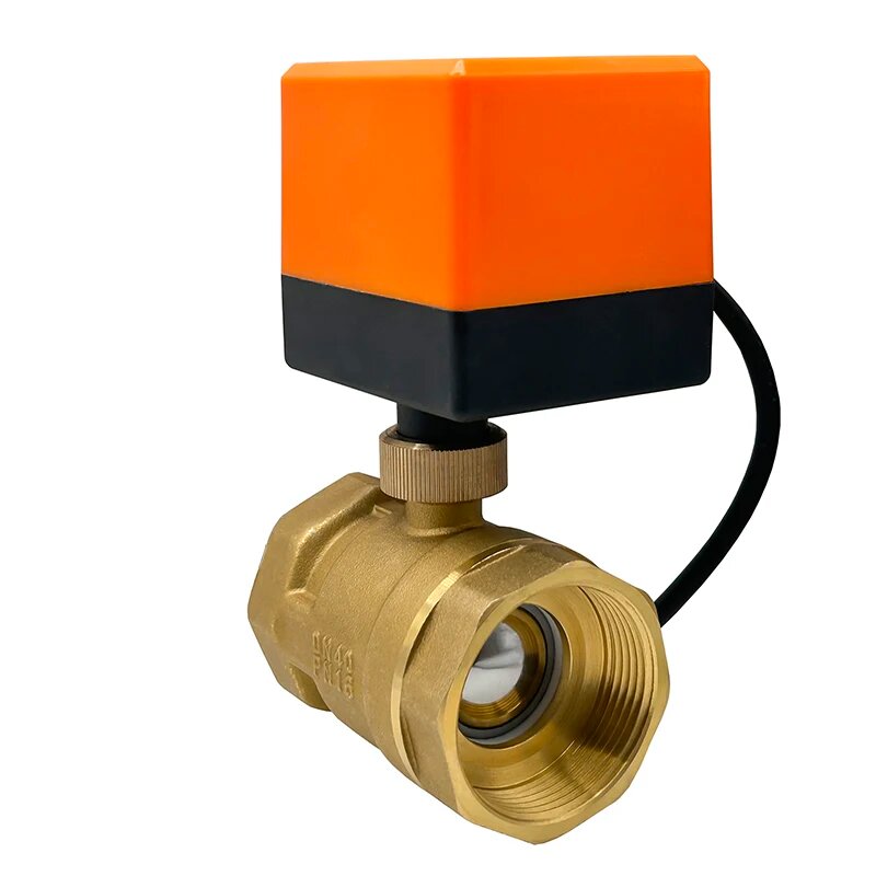 Электрический шаровой кран латунный 1/2"-2", 3-проводной ДН15, 12VDC