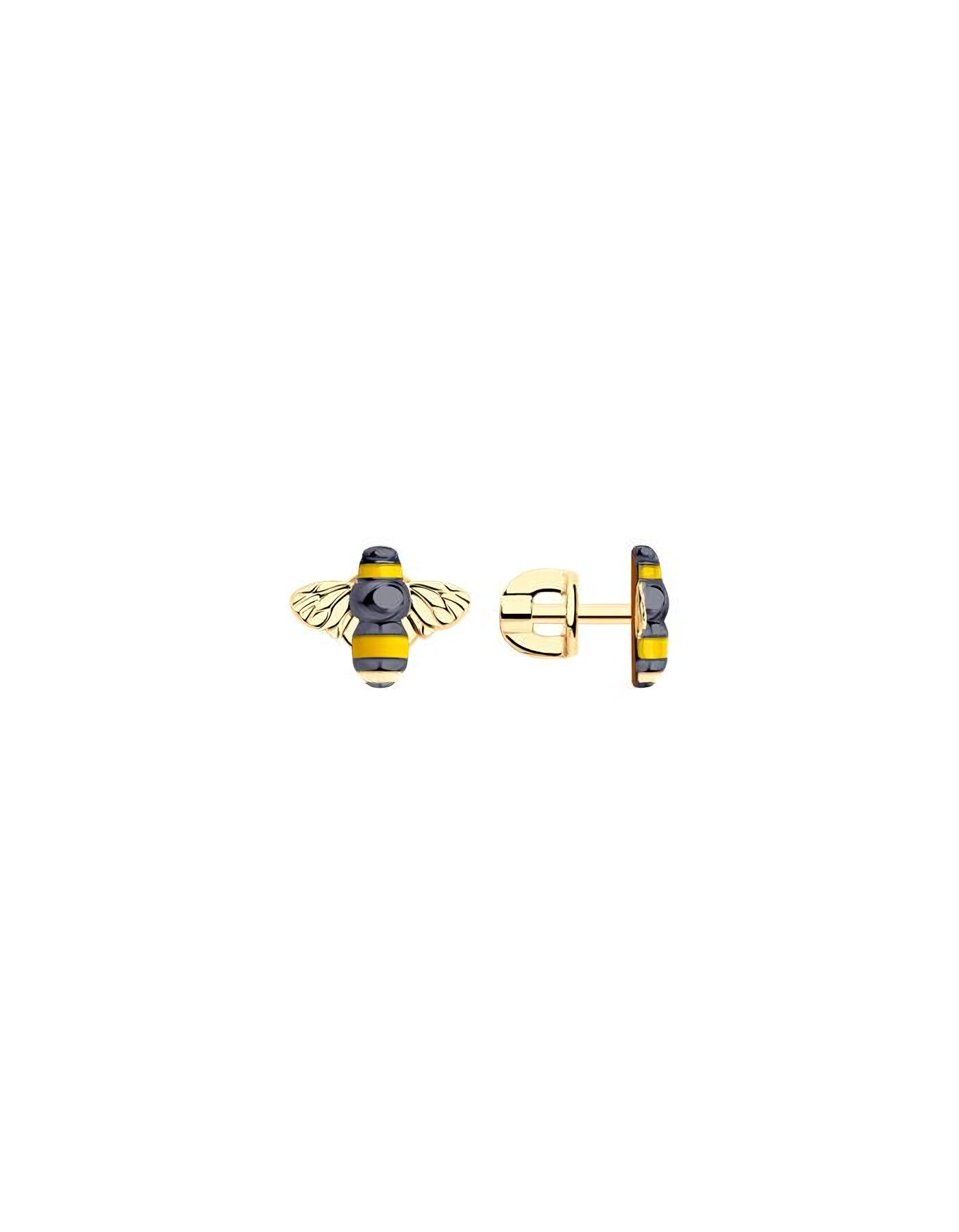 Серьги пусеты, серебро, 925 проба, золочение, эмаль
