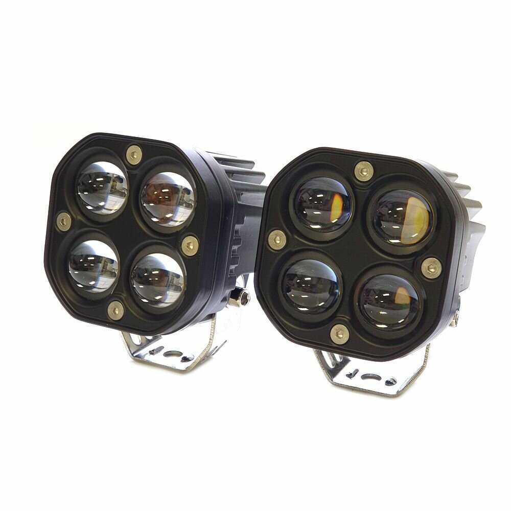 Фары дополнительные белый+желтый светодиодные Lightbay 40W 2 штуки led противотуманные