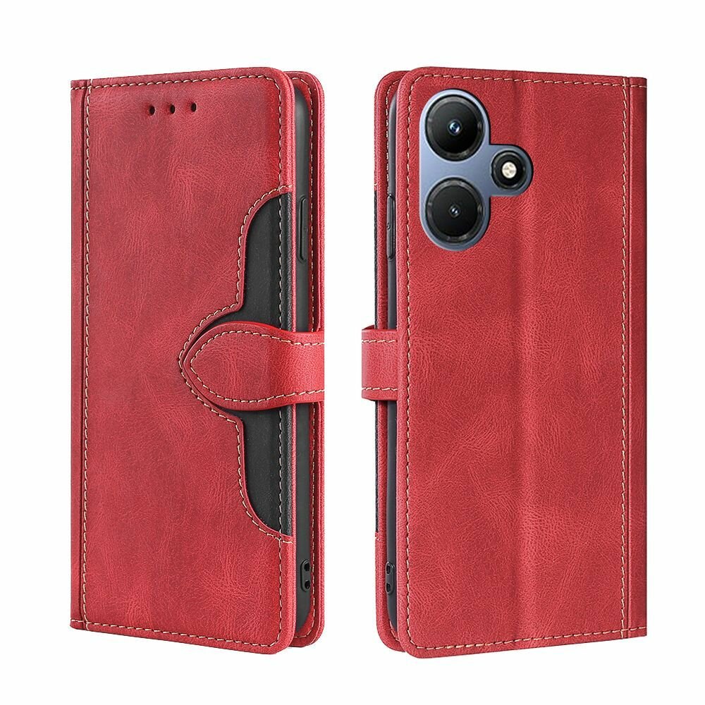 Чехол-книжка MyPads для Infinix Hot 30i / Инфиникс Хот 30i 4G, узор в сочетании с другим цветом (красный)