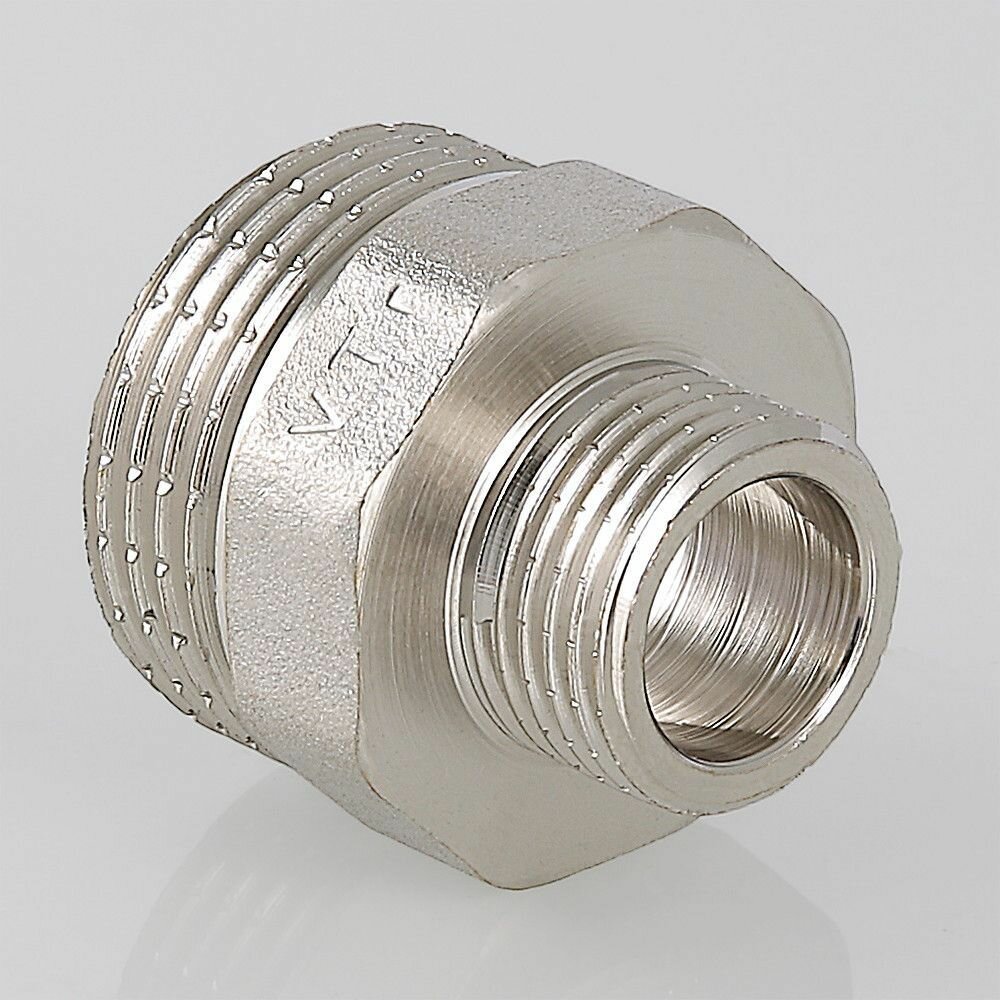 Ниппель переходной 1 1/2" х 1" (40х25) латунный никелированный VTr.580. N.0806