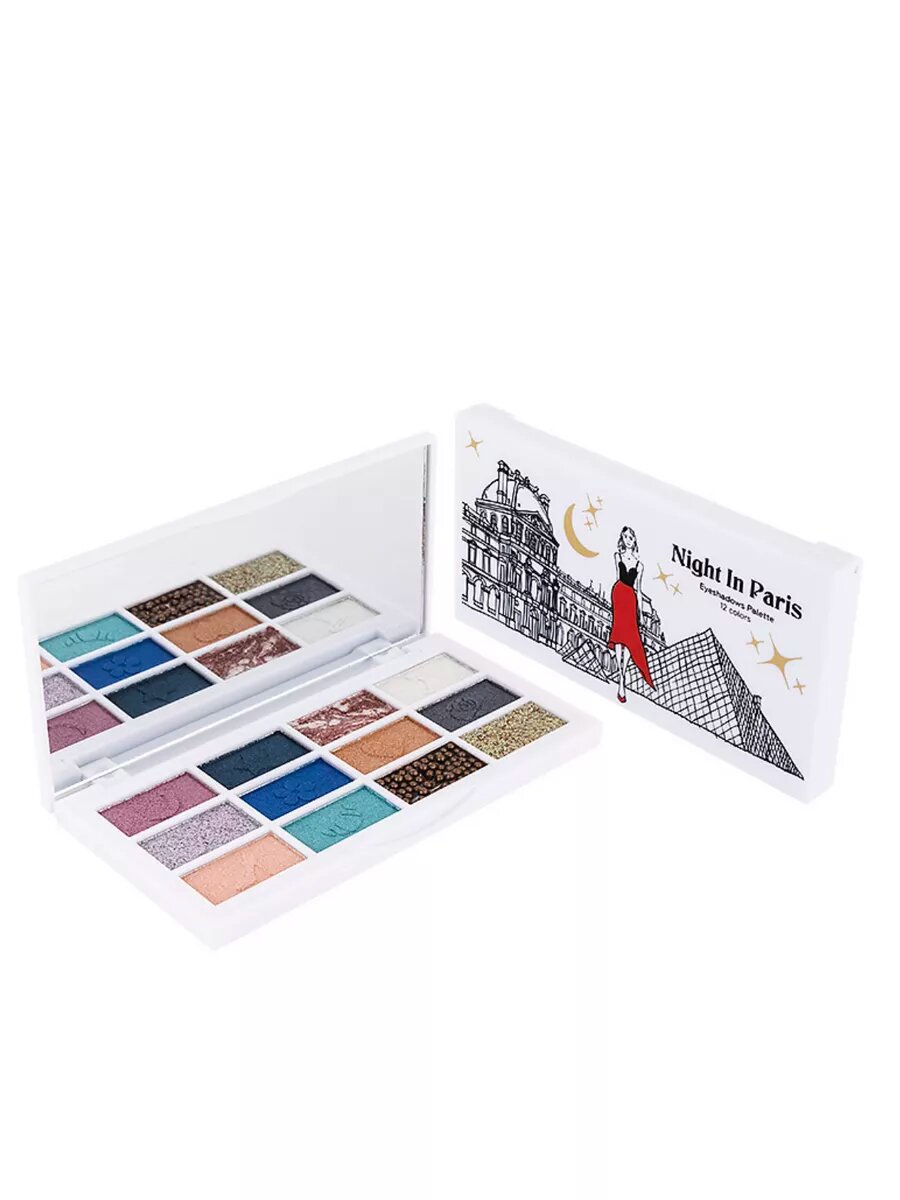 Палетка теней для век, 12 цветов NIGHT IN PARIS