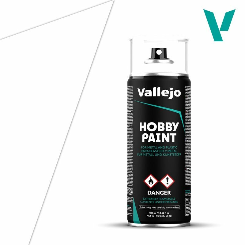 Аэрозольная краска Vallejo White Hobby Paint in Spray (400мл)
