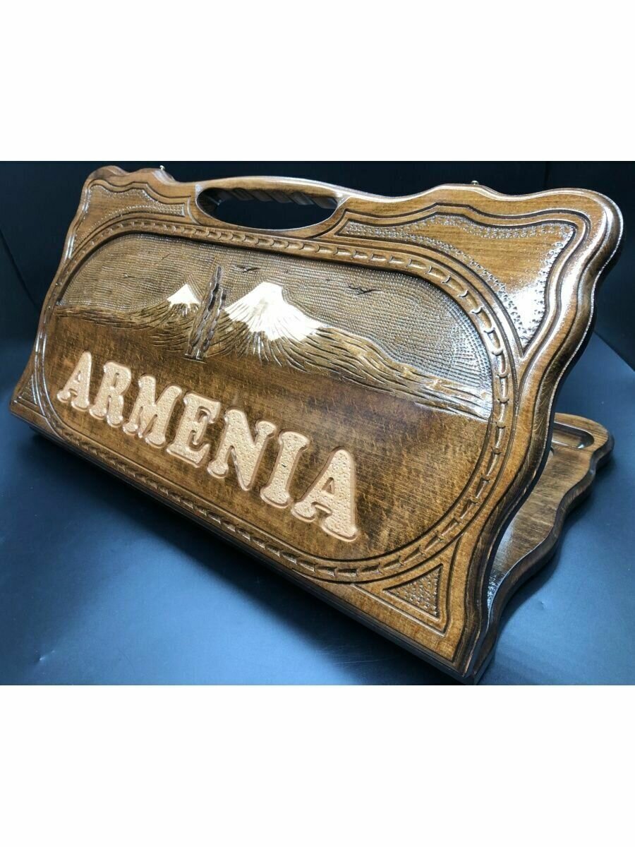 Нарды резные "Армения" с ручкой, большие 60см