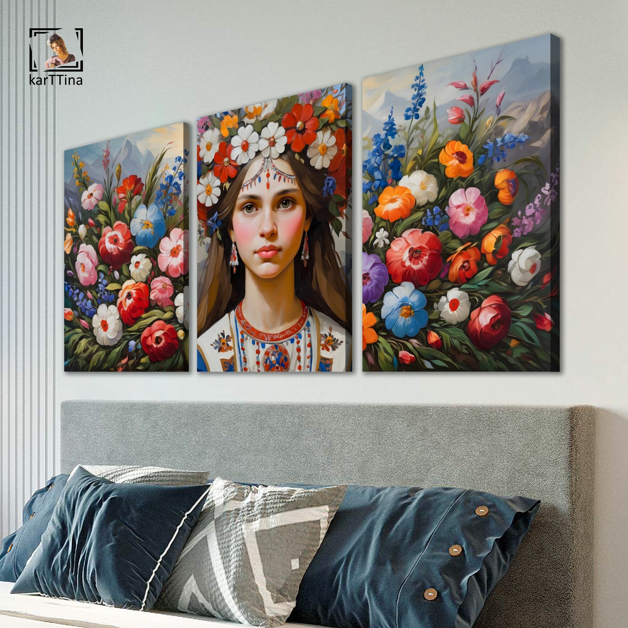 Картина на стену, интерьерная "Славянка", 150 см х 70 см