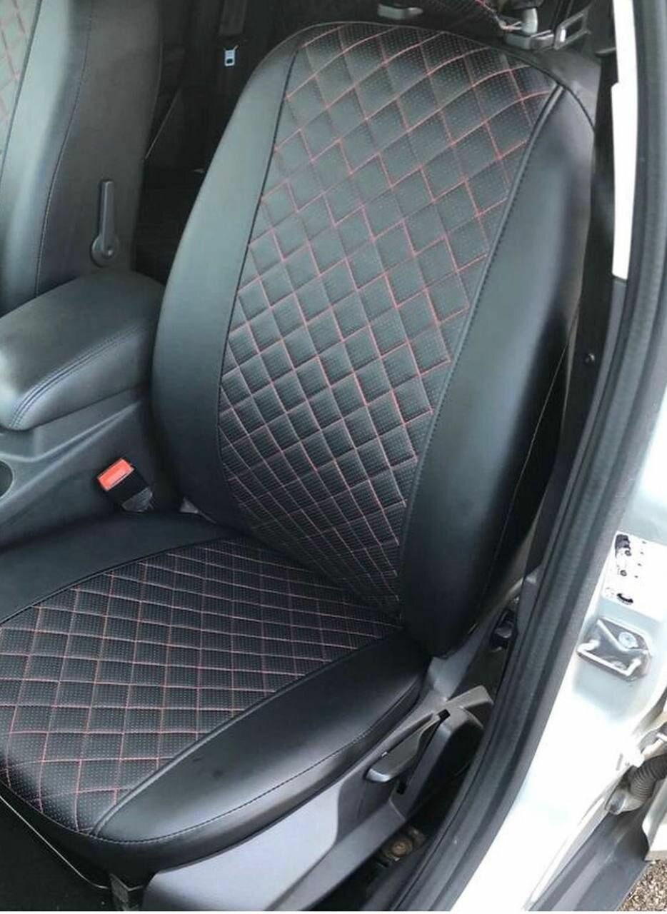 Авточехлы с ромбом для Skoda Rapid 1 поколение сплошная задняя спинка / чехлы на Шкоду Рапид