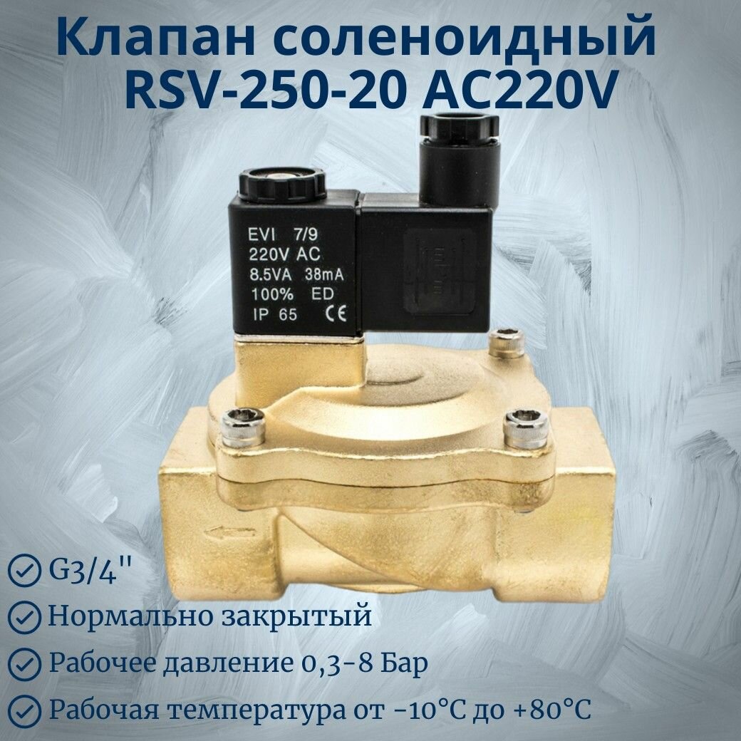 Электромагнитный клапан RSV-250-20 AC220V (нормально закрытый)