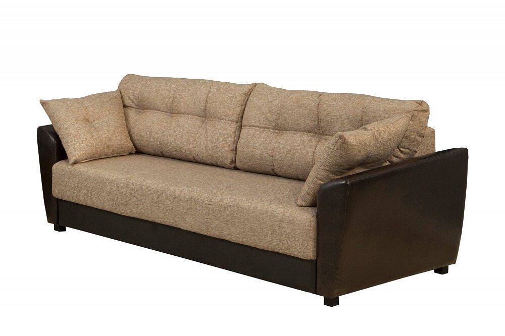 Прямой диван Порту песочный, еврокнижка, 240х102х93 см, с ящиком для белья