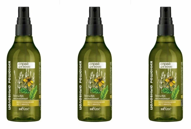 Спрей для волос Белита, Целебные решения, Восстановление за 1 минуту, несмываемый, 240 мл, 3 шт
