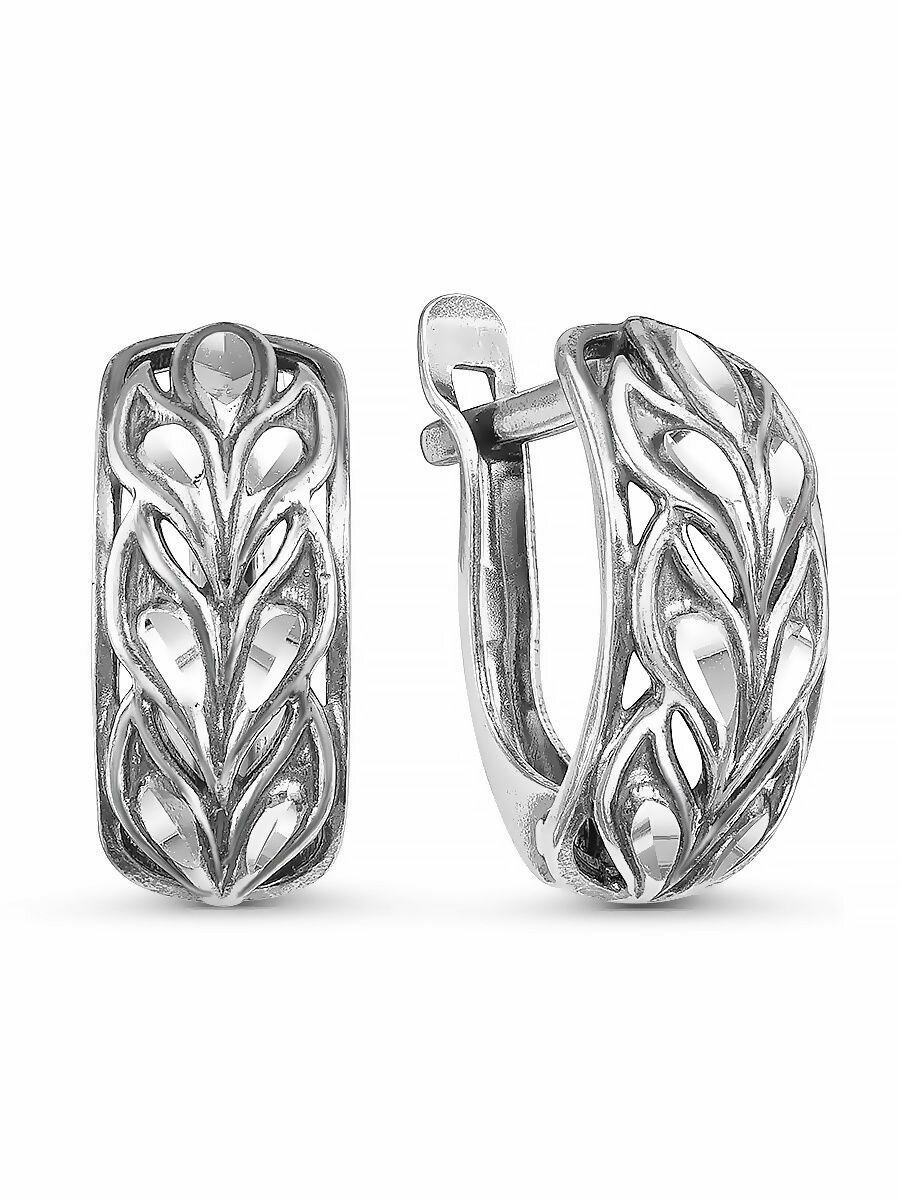 Серьги, серебро, 925 проба, оксидирование