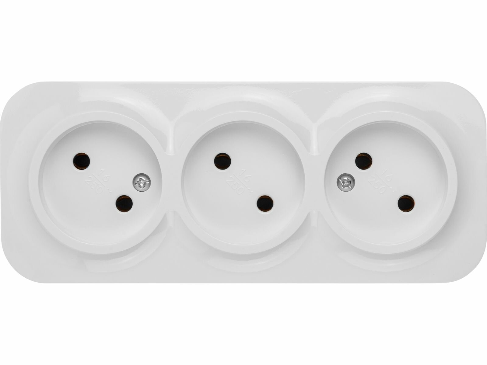 Розетка тройная открытая без заземления LEIDEN ELECTRIC Bailly белая (806008)