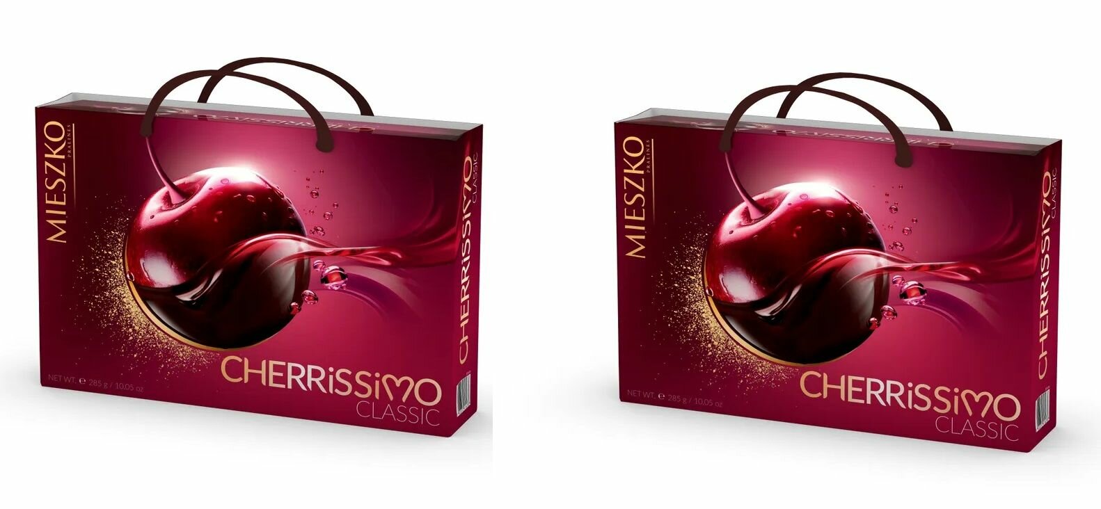 Mieszko Шоколадный набор "Cherrissimo exclusive", с вишней в алкоголе, сумочка, 285 гр, 2 уп