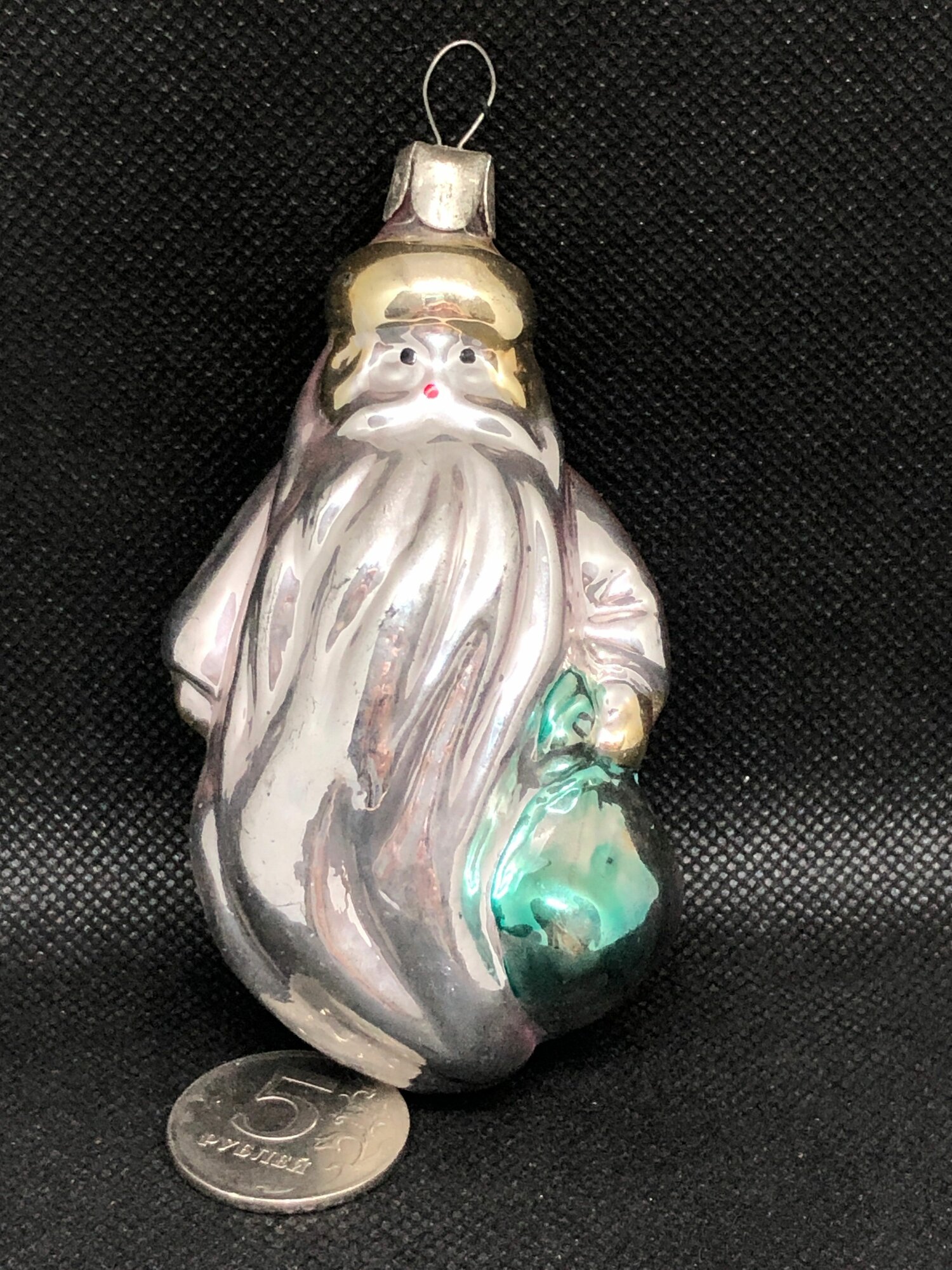 Елочная игрушка СССР Дед Мороз Морозко стекло # 48