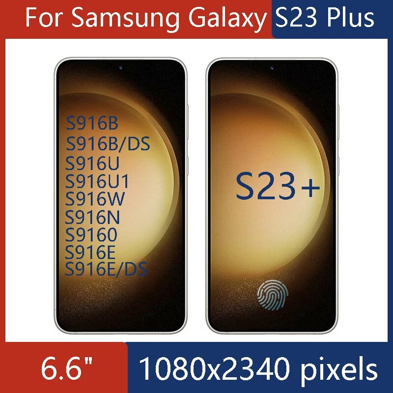 Новый OLED S23+ ЖК-дисплей для Samsung S23 Plus Дисплей с сенсорным экраном и дигитайзером для Galaxy S23 Plus 5G S916B S916U с рамкой AMOLED Purple Frame US