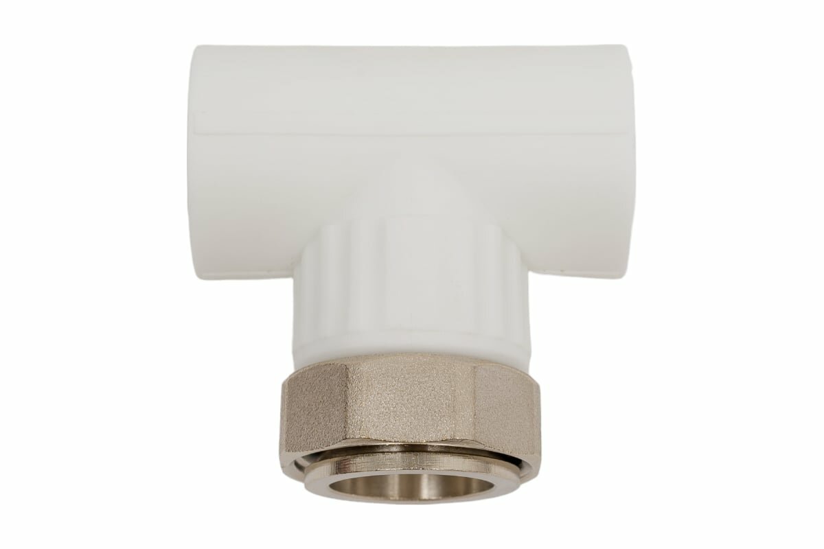 Valfex Тройник комбинированный с накидной гайкой 25x1'х25 белый, 60/15, код 10140125