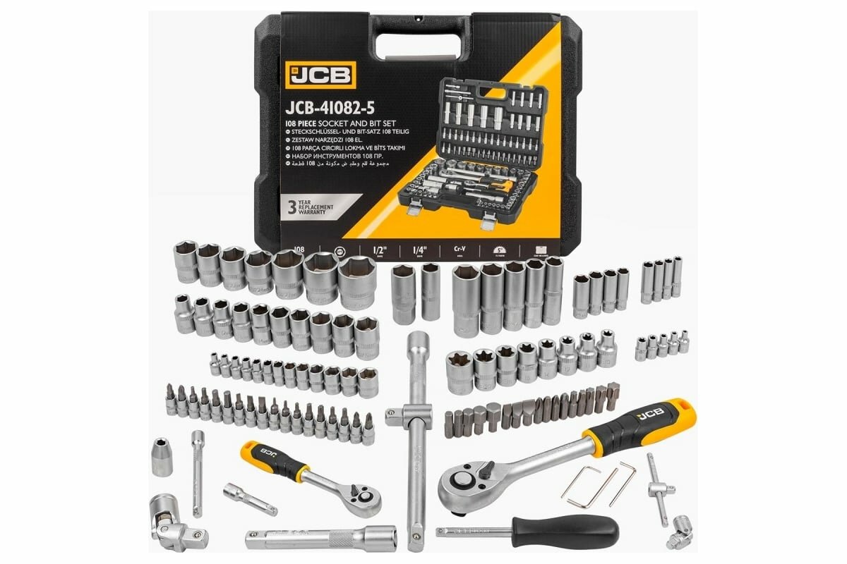 Набор инструментов JCB 108 пр, 1/4, 1/2 6гр. JCB-41082-556915