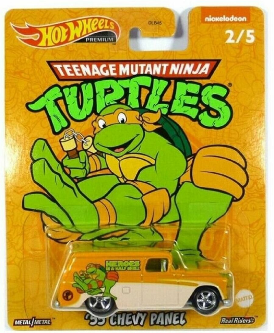 Машинка Hot Wheels PREMIUM Тематическая премиальная TURTLES 55 CHEVY PANEL DLB45/HCN88
