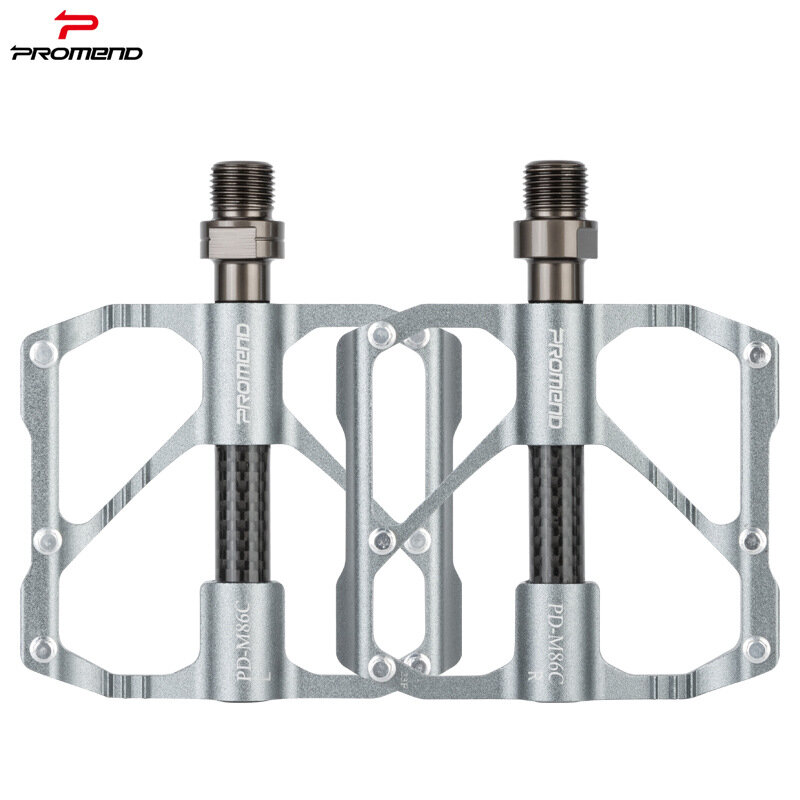 Педаль велосипедная PROMEND PD-R87C, для горного велосипеда, углеродное волокно, серебристая