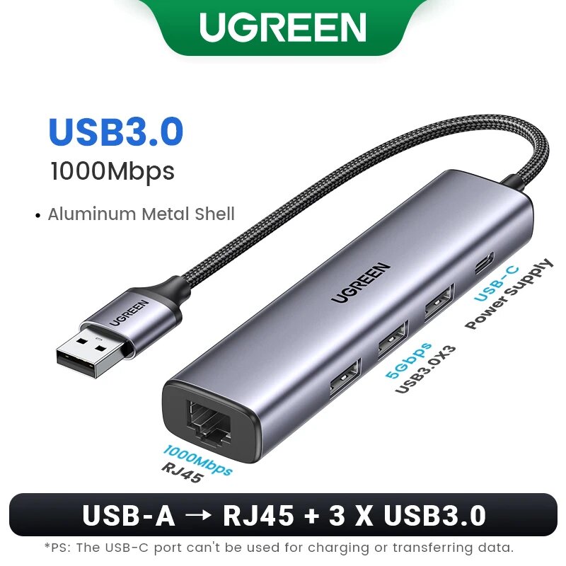UGREEN USB Ethernet адаптер 1000 Мбит/с USB3.0 1000Mbps Alu