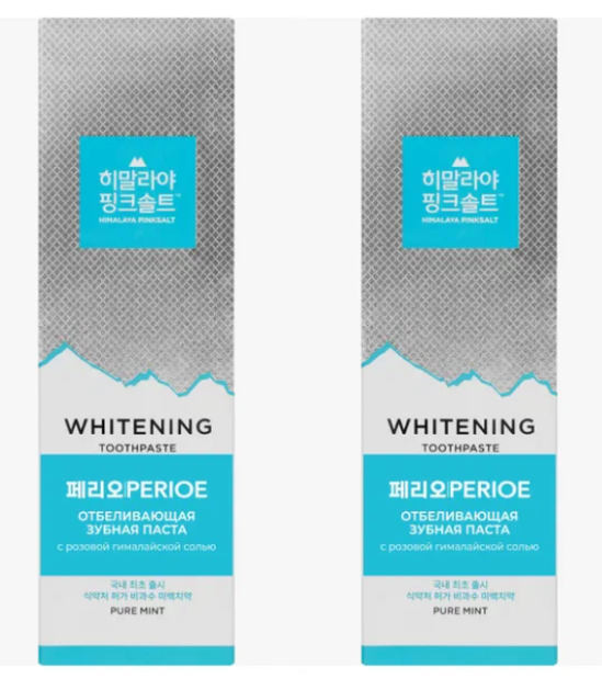 Зубная паста Perioe Pure mint, отбеливающая, c гималайской солью, 100 г, 2 шт