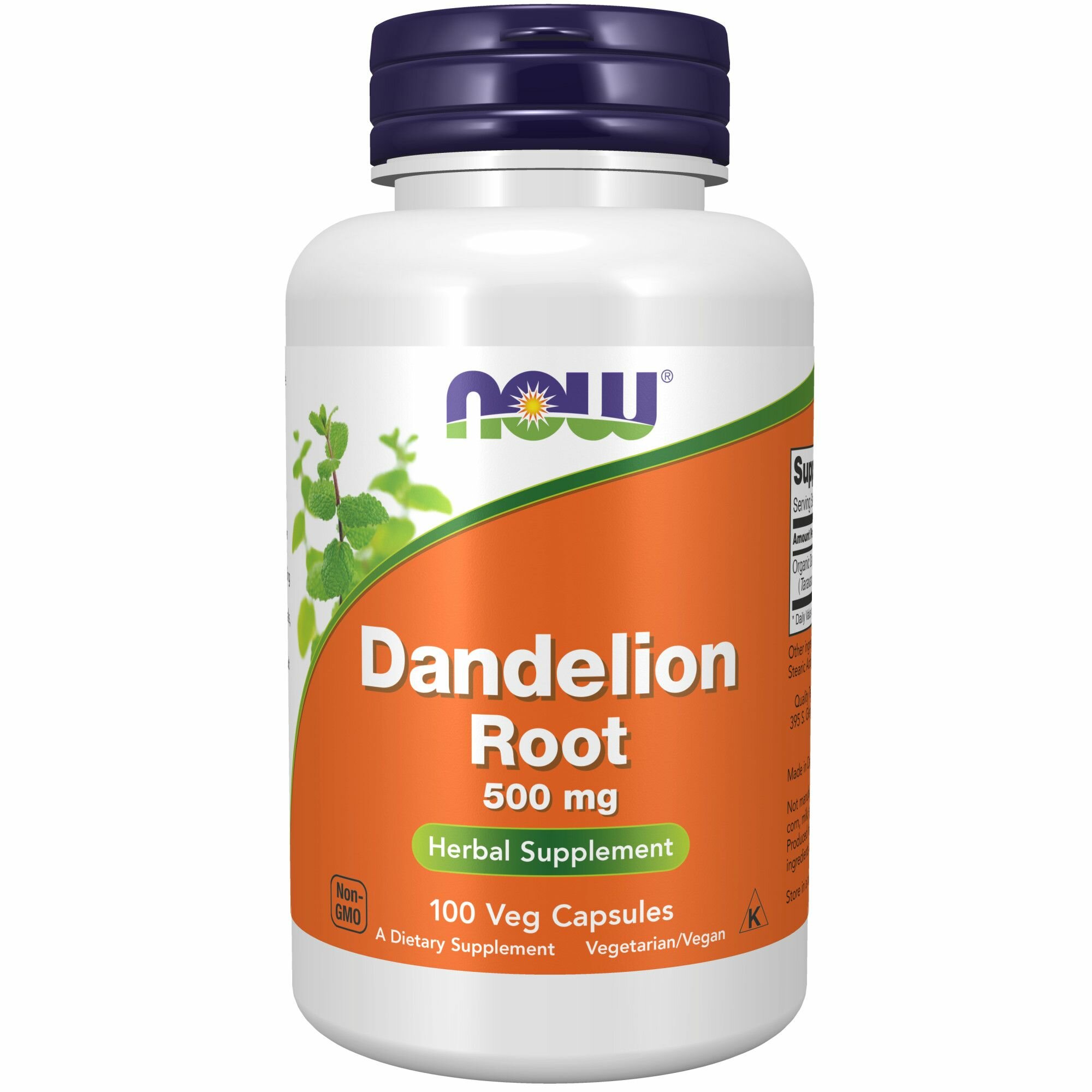 Корень одуванчика NOW Dandelion Root 500 мг, здоровье печени 100 капсул