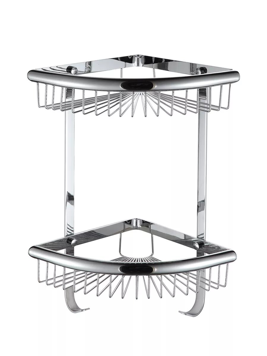 Полка-решетка для ванной Frap F352-1 , угловая, двухъярусная, хромированная