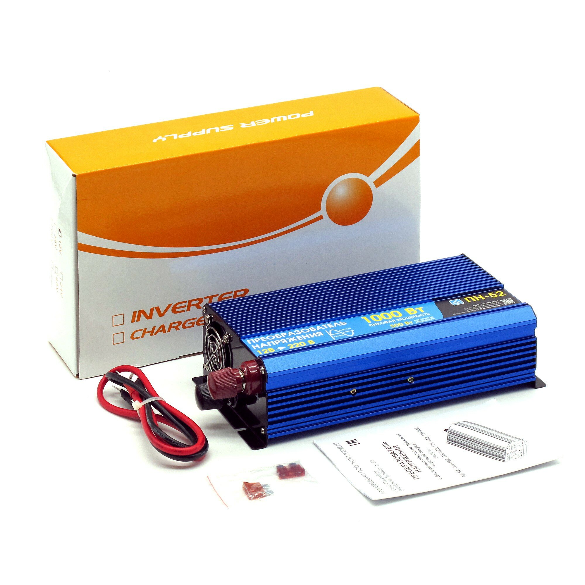 Преобразователь напряжения (инвертор) 12B-220B 1000Вт ПН-52 (вымпел)