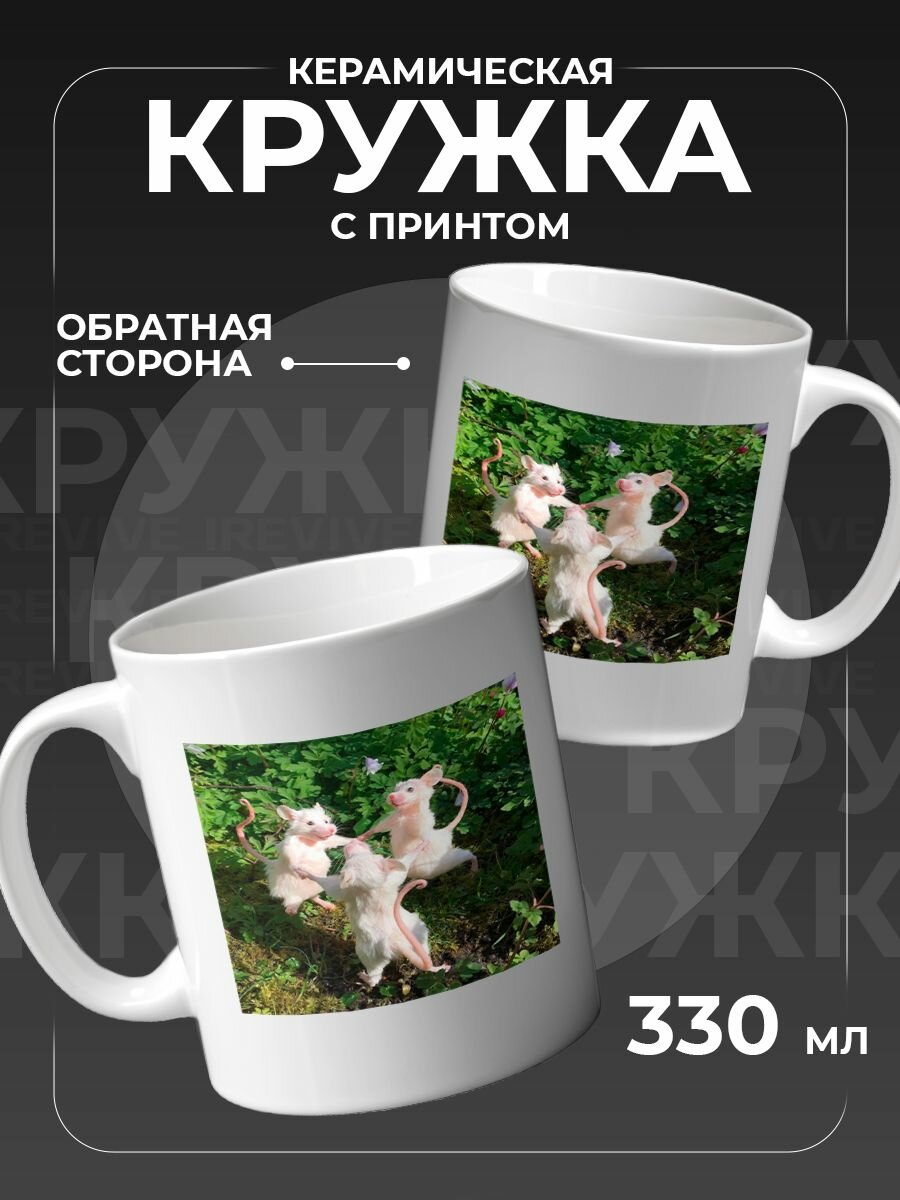 Керамическая кружка с принтом, для чая и кофе, 330 мл, Танцующие крысы