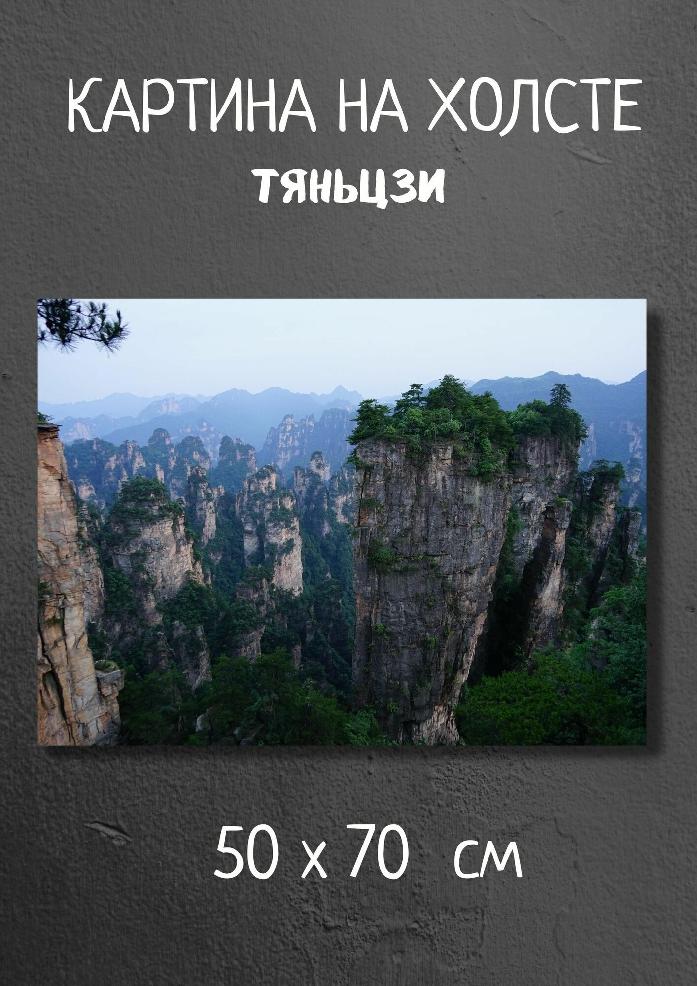 Фотокартина с известными горными массивами "Тяньцзи, Китай" 50х70