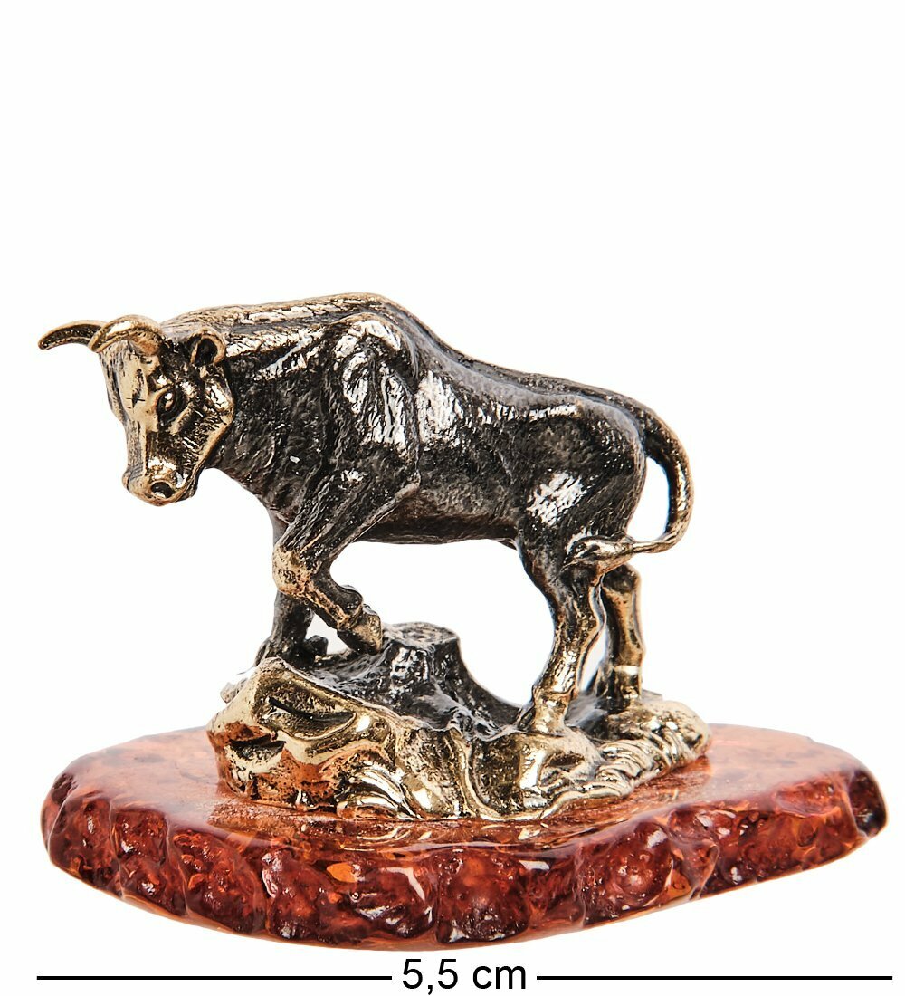 Фигурка 'Бык Брангус' (латунь, янтарь)