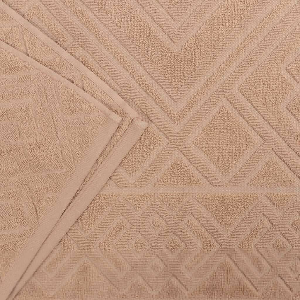 Полотенце махровое банное, для сауны, для ванны, для бассейна в подарок на День рождения, на Новый год, на Юбилей Ромбы Бежевое 70*140 см