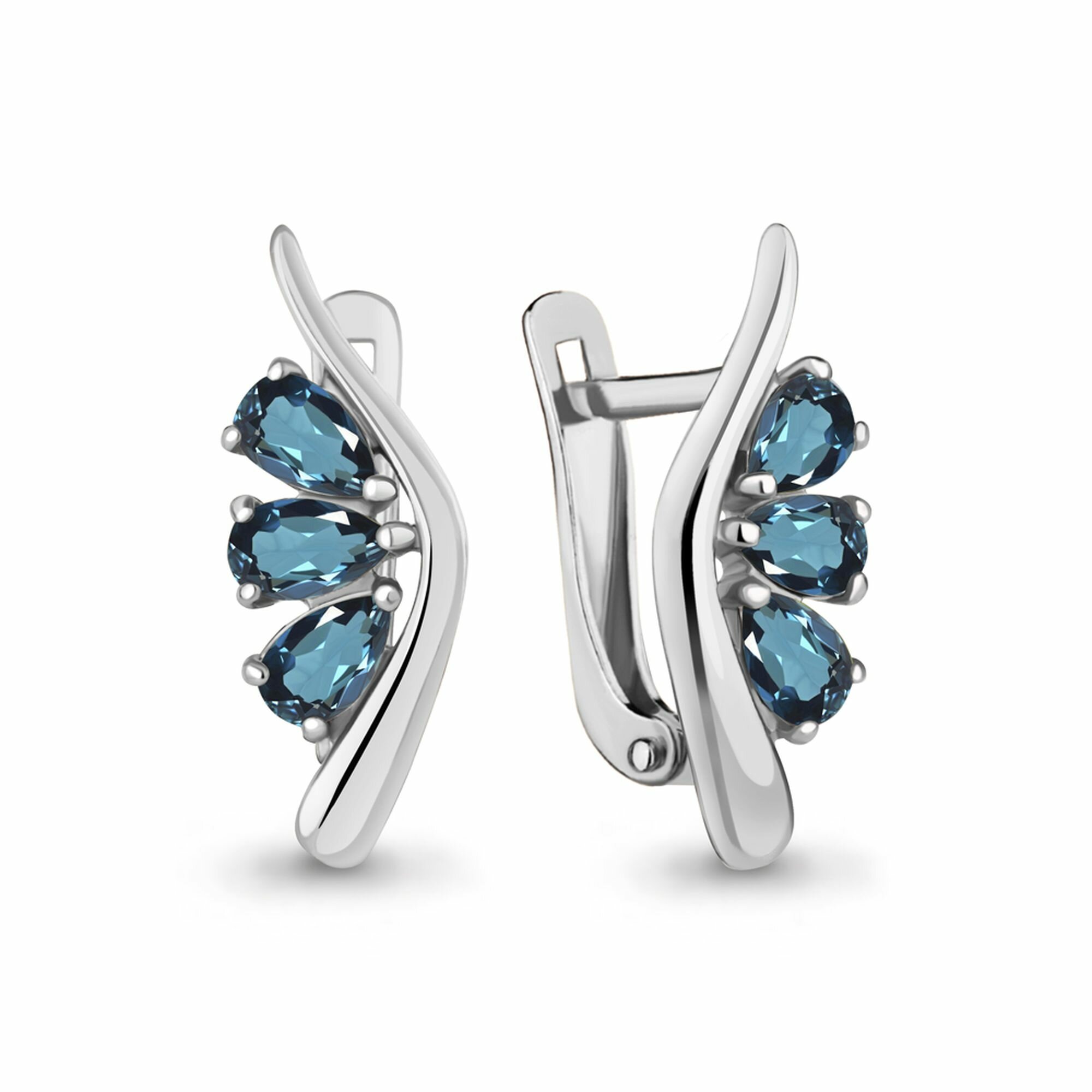 Серьги, серебро, 925 проба, родирование, Лондон топаз