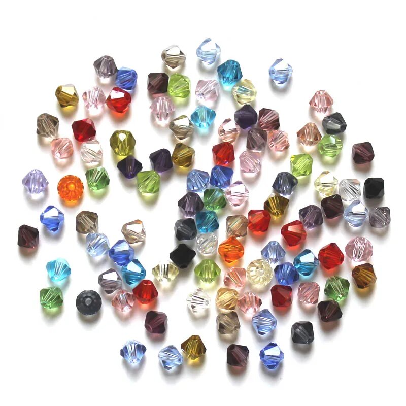 Бусины биконусные Swarovski 4 мм, многоцветные, 100 шт.