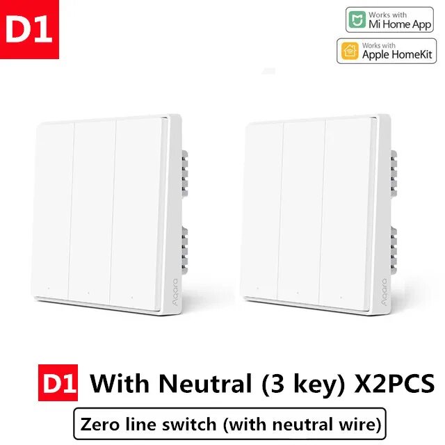 Aqara Smart Switch D1 Zigbee D1With Neutral 3 X2