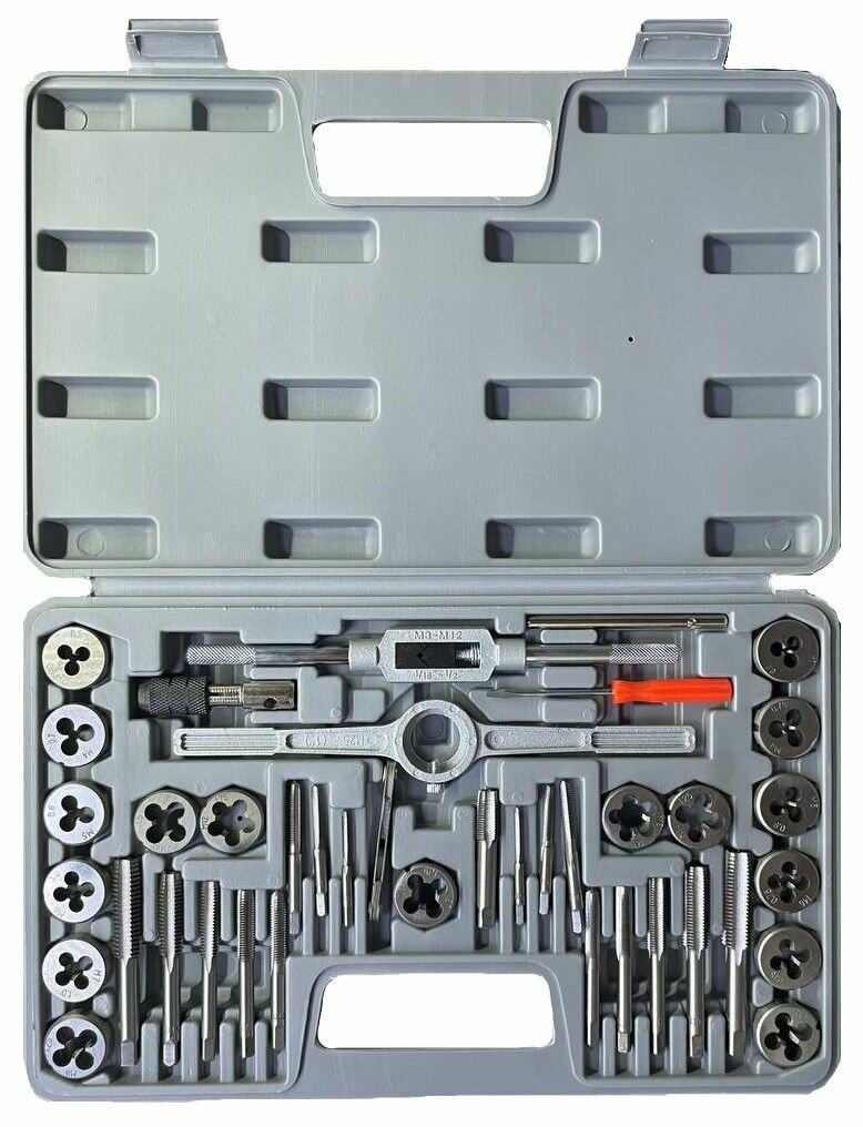 Набор резьбонарезной 40 предметов (М3-М12) пластиковый футляр "БМ"