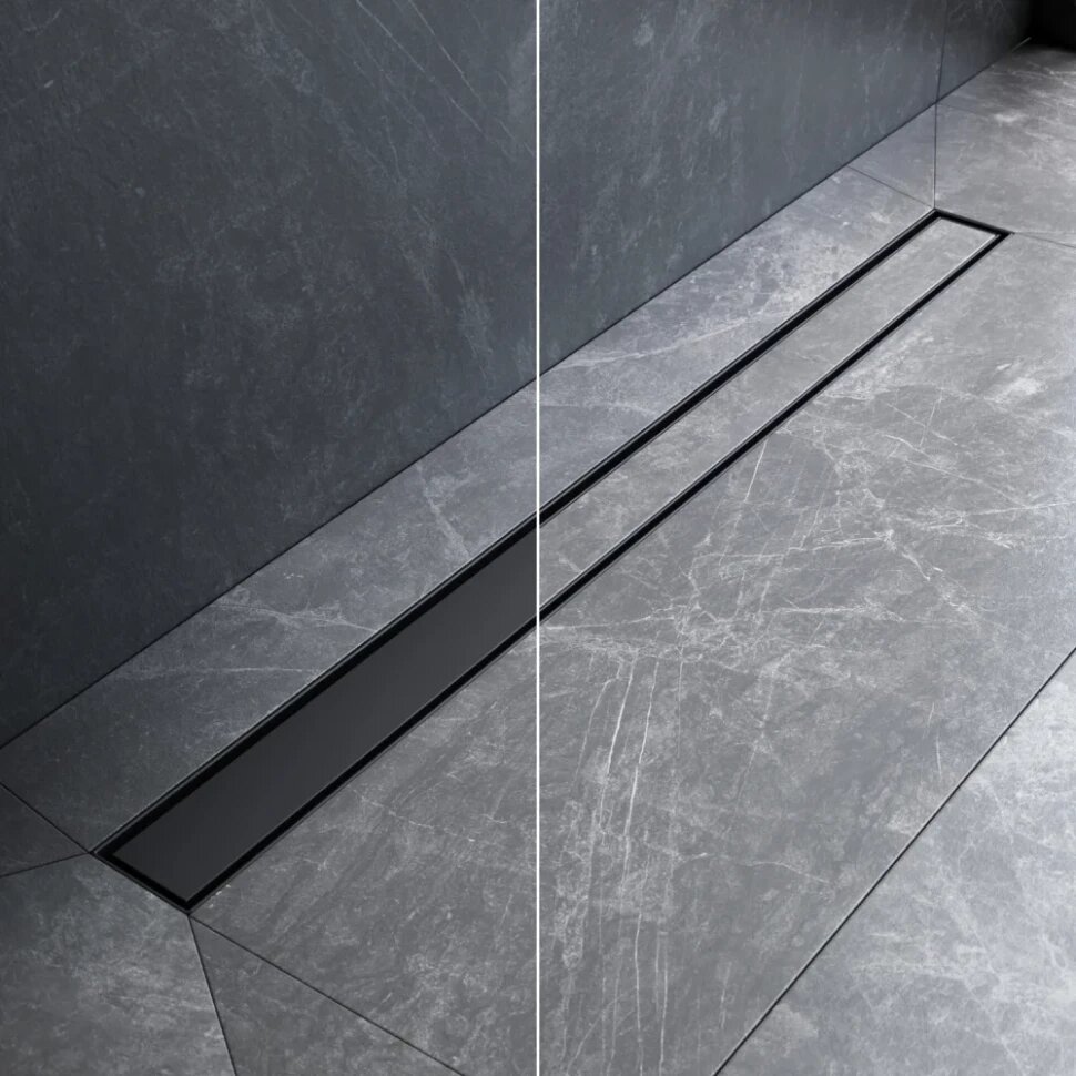 Душевой трап (лоток) Am.Pm MasterFlow W01SC-U11-090-04BM 88,6 см, с решеткой, 2 в 1 под плитку, черный матовый