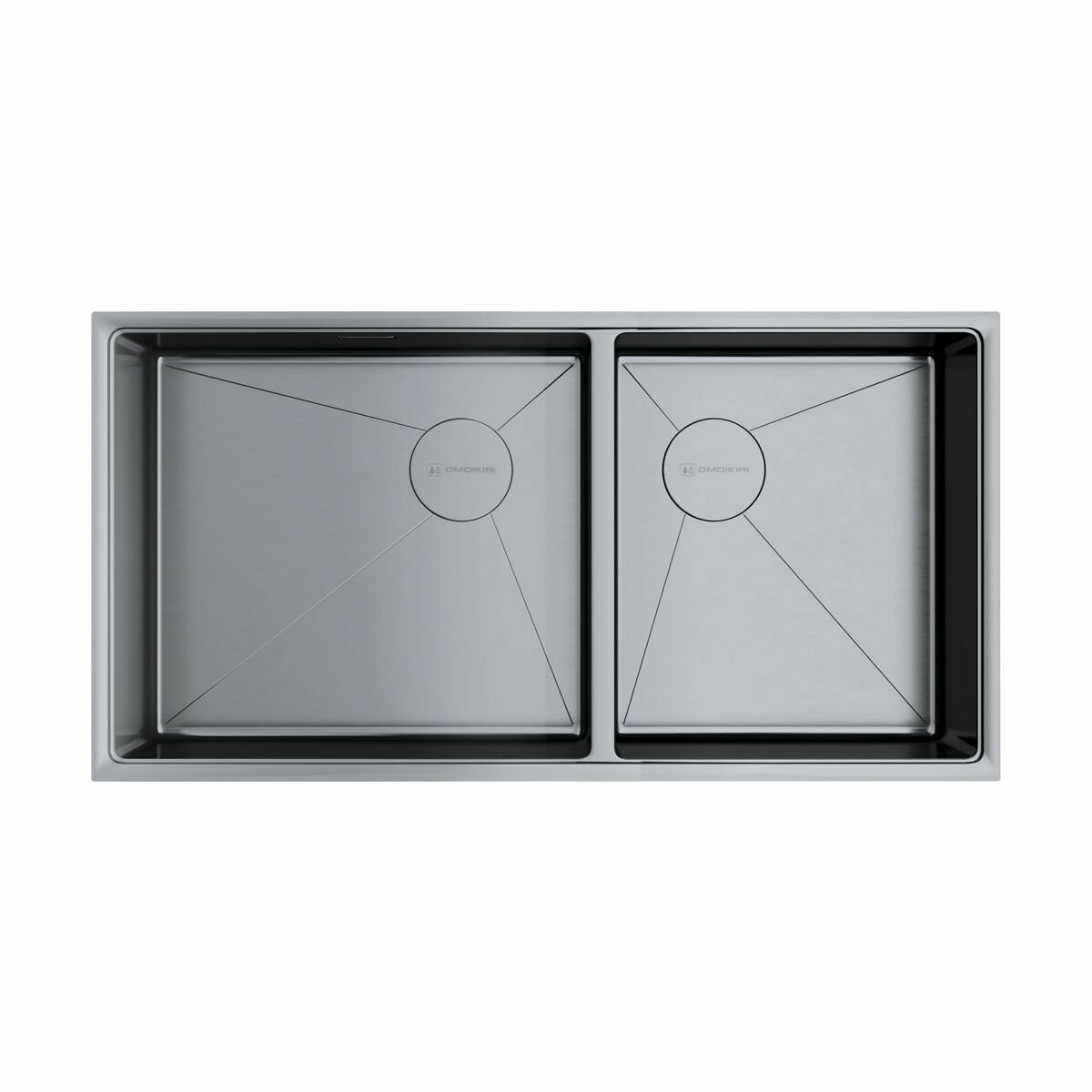 Кухонная мойка двухчашевая OMOIKIRI Taki 85-2-LB-U/IF Side-IN, нержавеющая сталь/со смещенным сливом