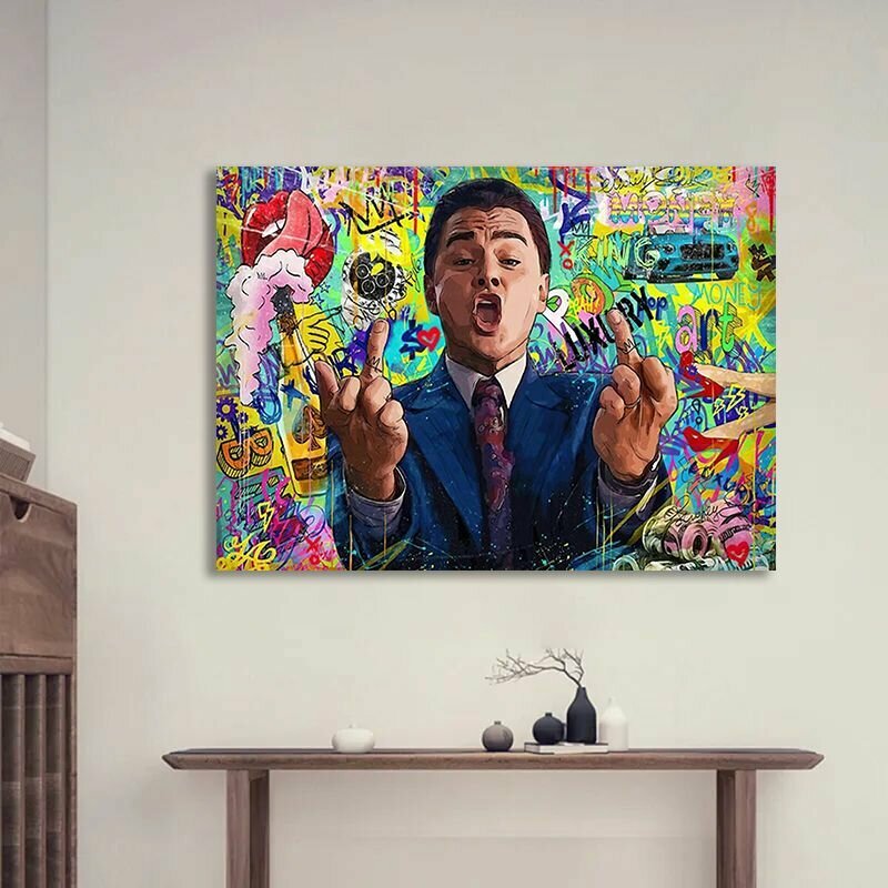 Картина мотивация, Волк с Уолл стрит, картина с деньгами, 60х80 см.