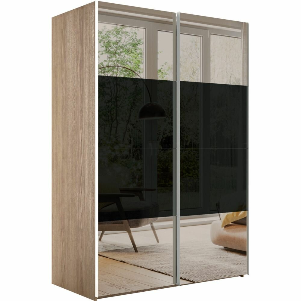 Шкаф-купе Эста 1,6, 2,2м 4зерк бронза/4чер стек