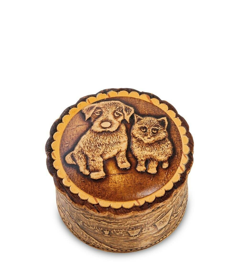 Шкатулка Кошка с собакой мал. (береста) A2134372 Народные промыслы, Береста