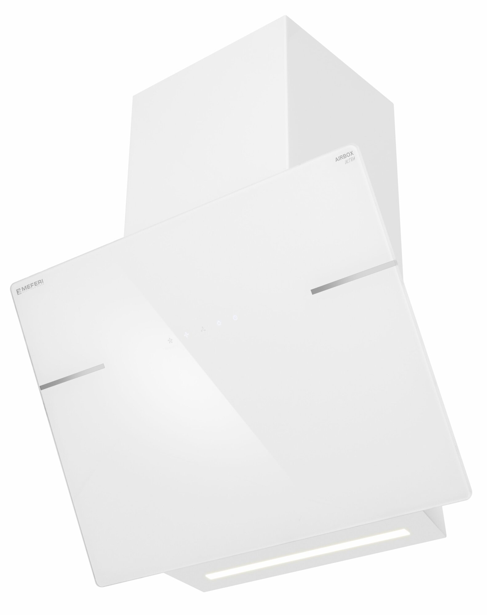 Вытяжка кухонная MEFERI AIRBOX60WH ULTRA на 60 см наклонная, белая, производительность 1100 м3/ч, стекло