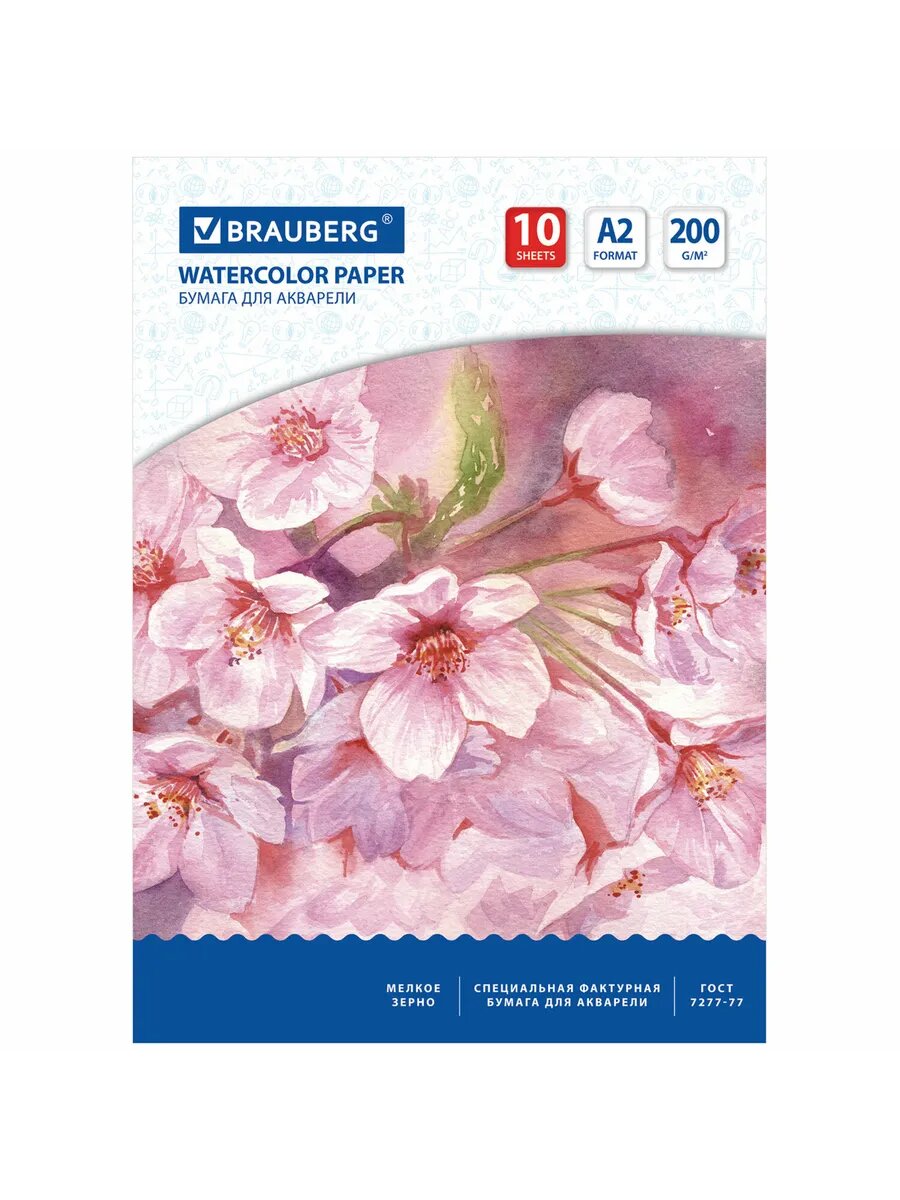 Бумага для акварели большая А2, 10 л