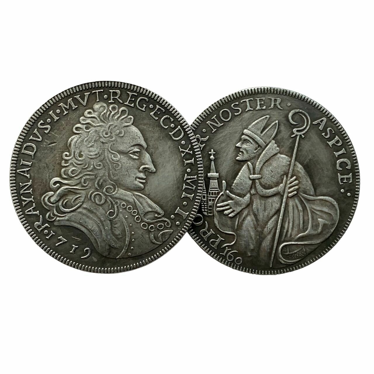 Талер 1719 год Монах Средневековая Европа. Коллекционная монета.