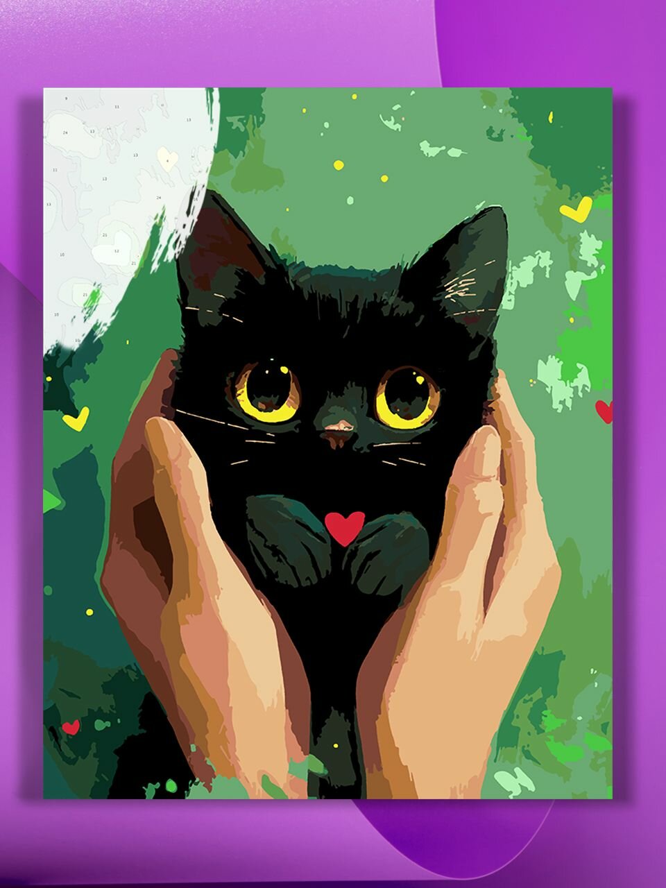 Картина по номерам на холсте Черный котик влюблен в тебя, 40 х 50 см