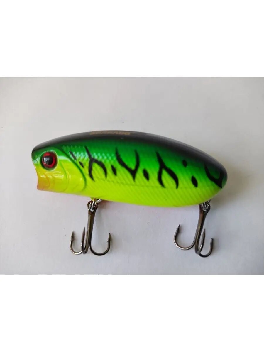 Поппер Sharado MALS, поверхностный, плавающий, тройной крючок, желто-зеленый/черный/оранжевый