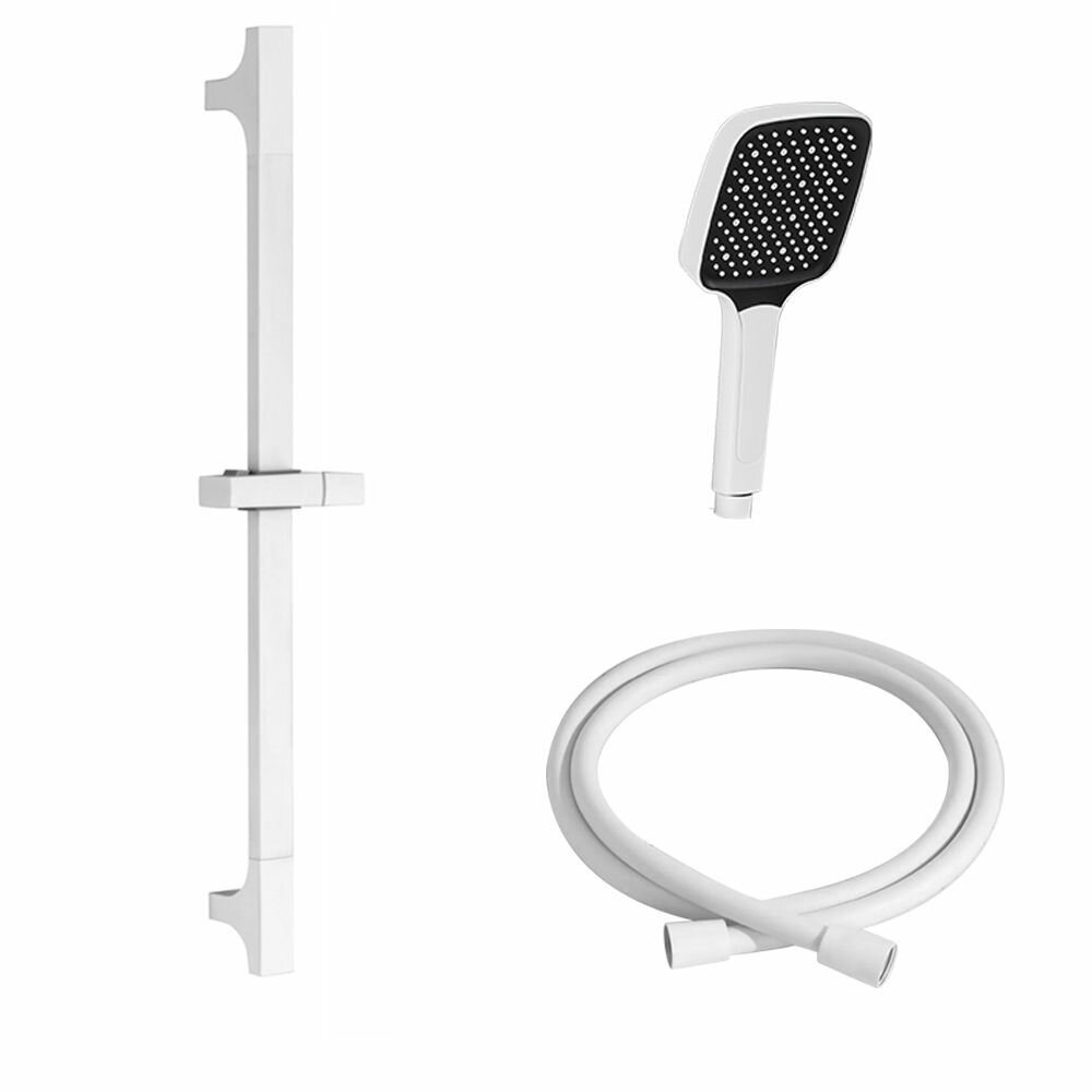 Гарнитур душевой с лейкой , Robern, Штанга душевая с пластиковым регулируемым держателем Стойка для душа с лейкой/ шлангом, Белый цвет Минималистский дизайн, Роскошный дизайн